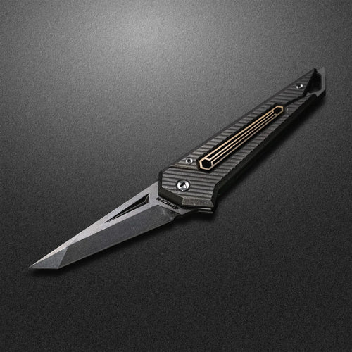 Stonewash VG10 KAMETA EDC Knife - Stonewashed Titanium Scales | The